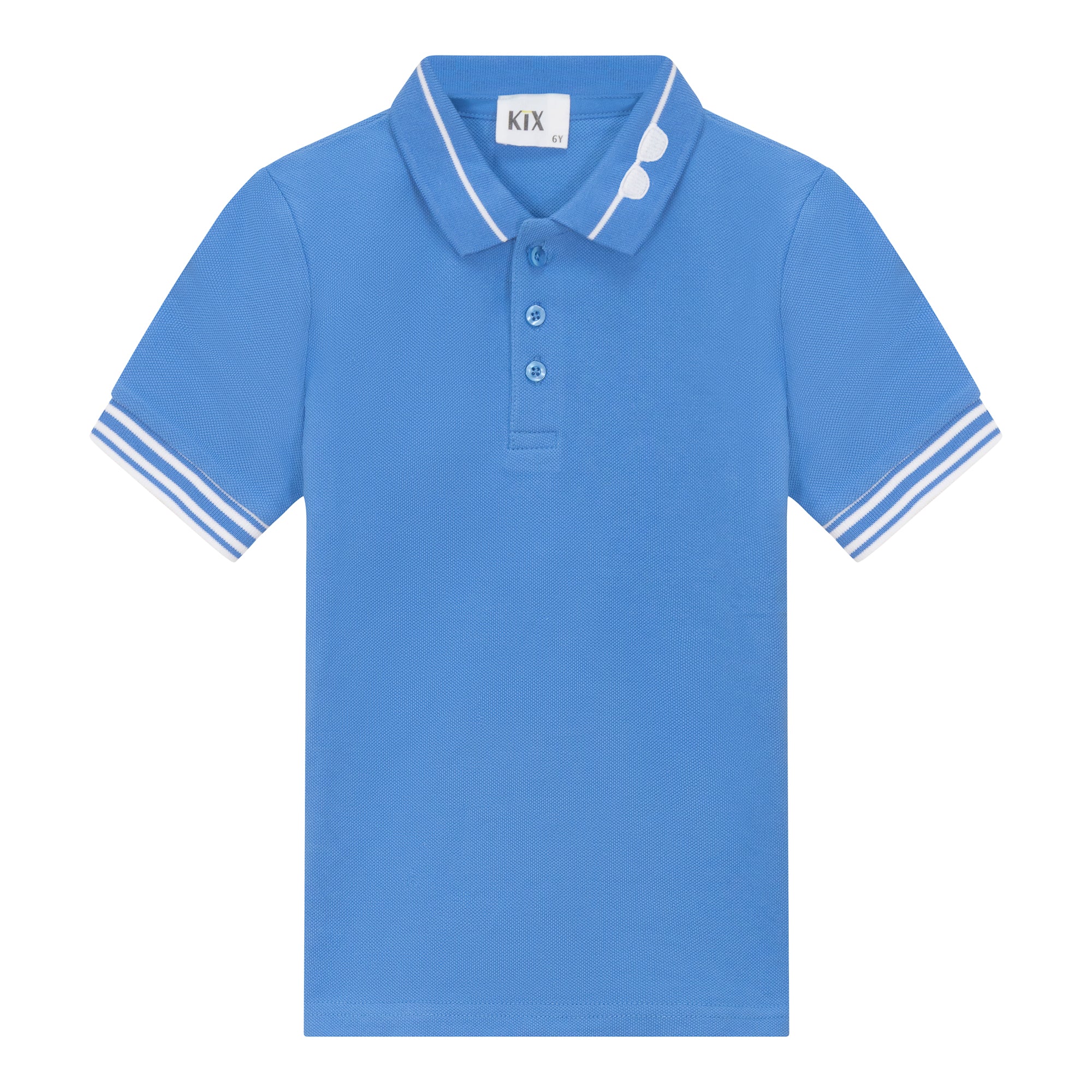 Kix Blue Embroidered Detail Pique Polo – Young Timers Boutique