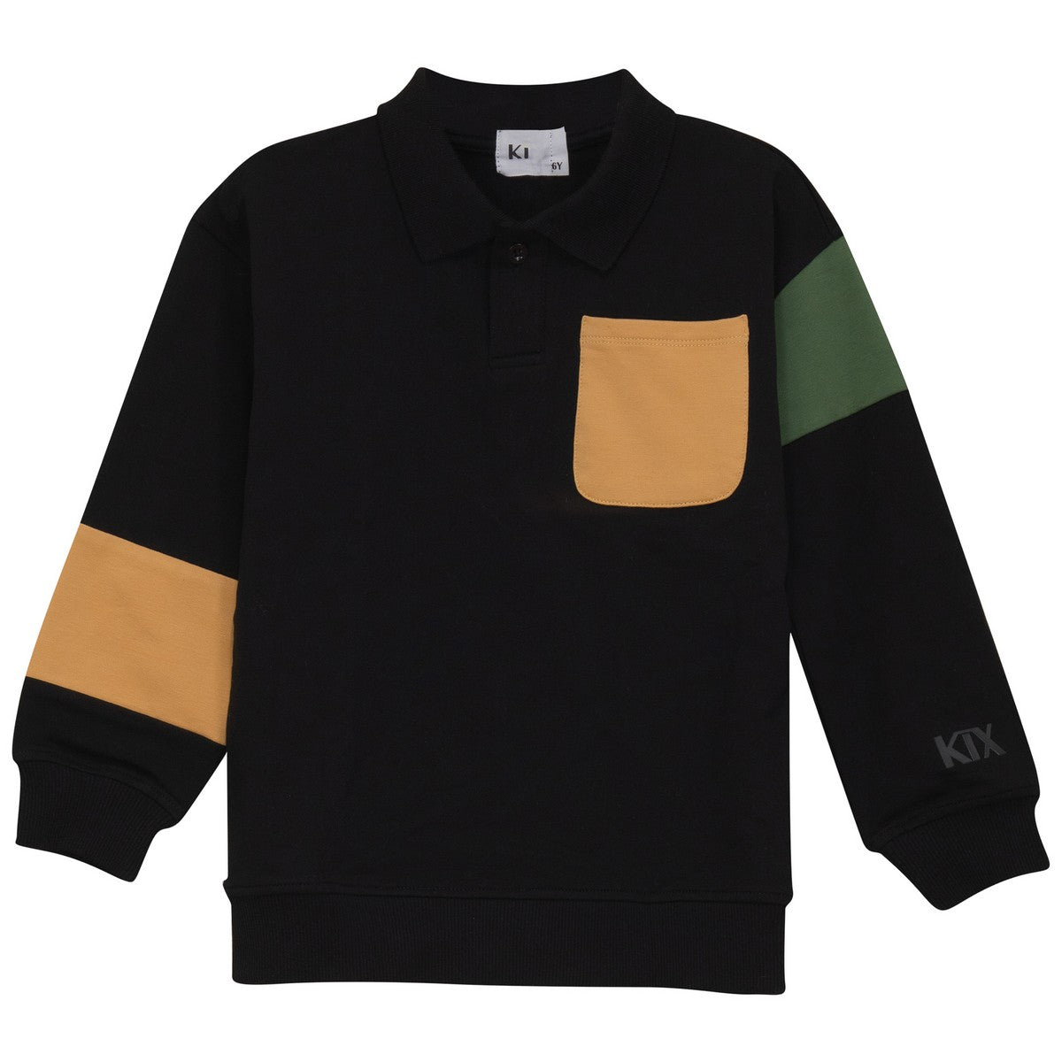 Kix Black/Green Colorblock Polo – Young Timers Boutique