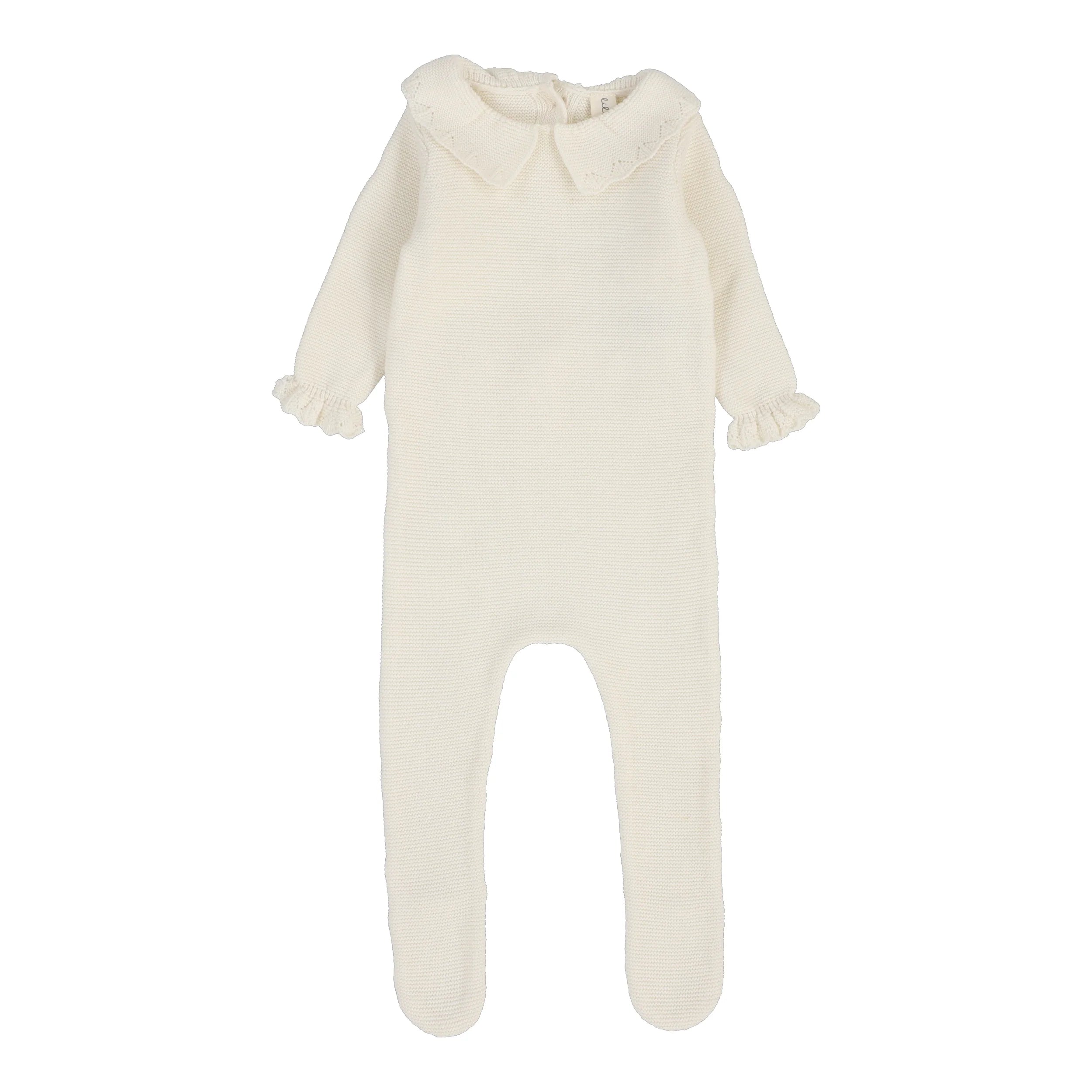 Lilette Cream Knit Collar Ruffle Footie – Young Timers Boutique
