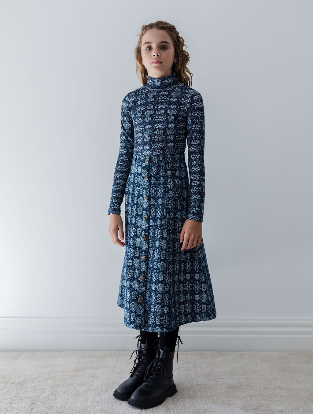 Steph Fleur De Lis Print Denim Skirt – Young Timers Boutique