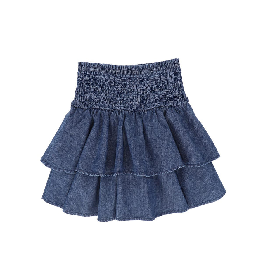 Denim Smocked Tiered Skirt - Girls & Teen Bamboo Skirt | Young Timers ...
