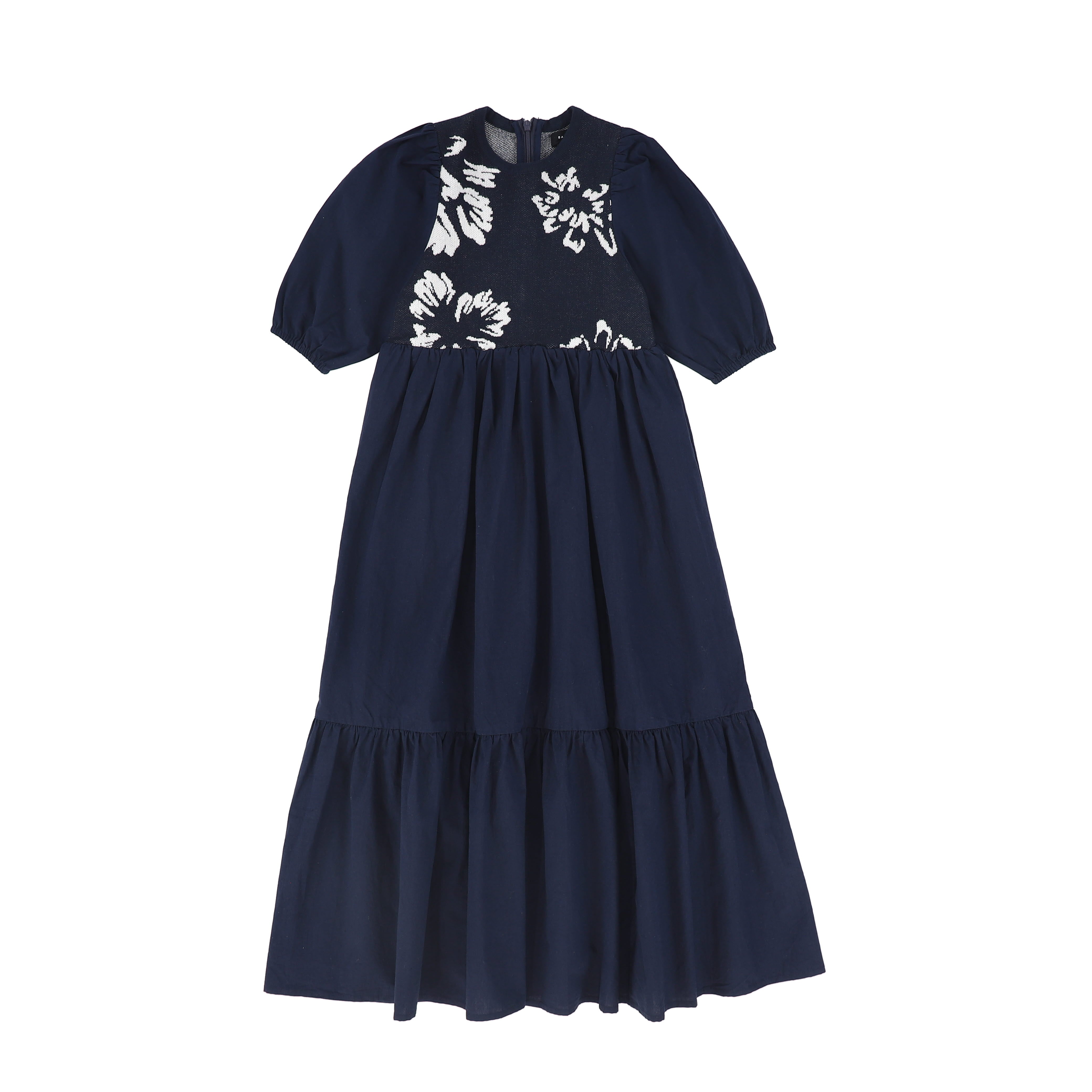 Bamboo Navy Floral Knit Overlay Maxi Dress - Girls & Teens | Young ...