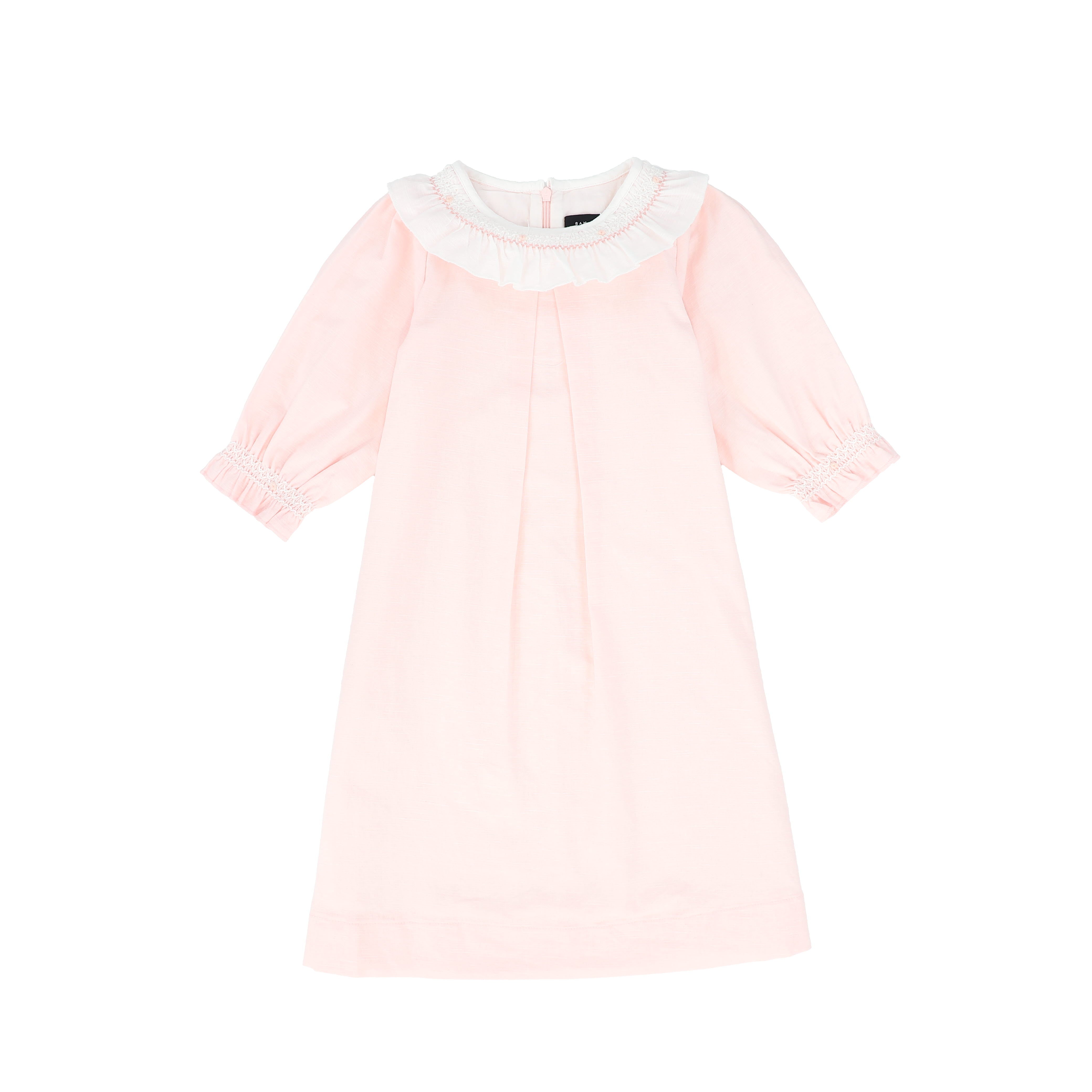 Bamboo Pink Smocked Ruffle Trim Dress - Baby Girls | Young Timers Boutique