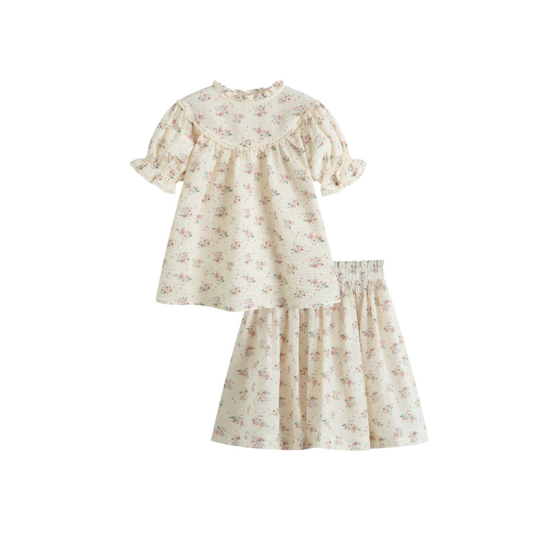 C'era Una Volta Cream Flower Kaya Set - Girls Seersucker Two-Piece ...