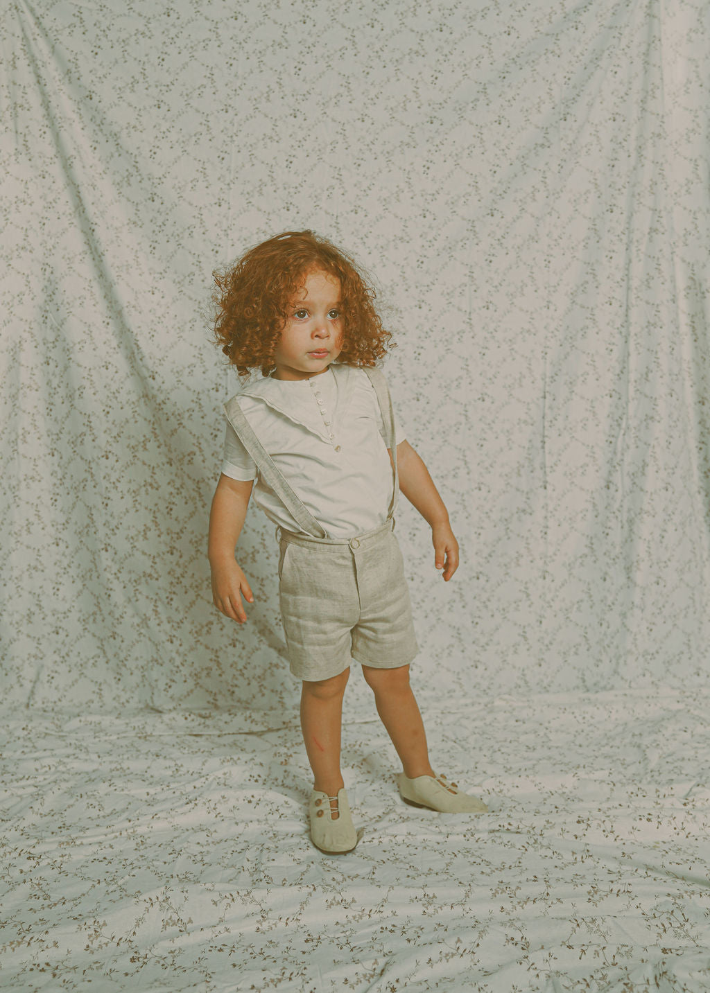 Bace White Linen Sailor Collar Shirt - Boys Short Sleeve Button-Up ...