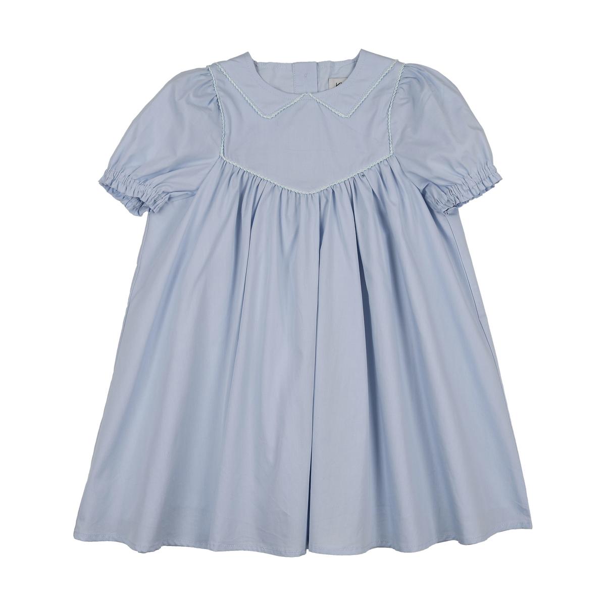 Kin Kin Light Blue Stitched Down Collar Short Sleeve Dress – Young ...