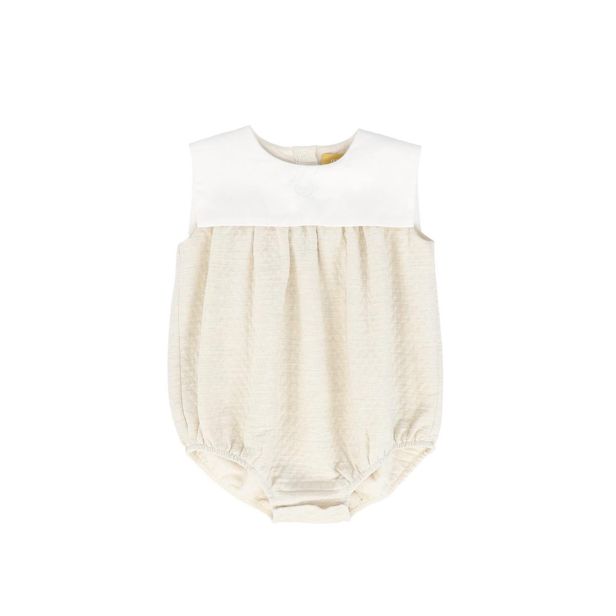 Le Bourdon Cream Textured Collar Romper - Baby Boy Dressy Outfit ...