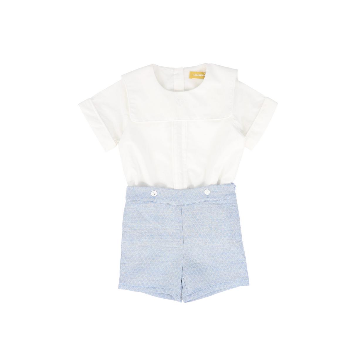 Le Bourdon Light Blue Textured Piped Trim Set - Boys Dressy Outfit ...