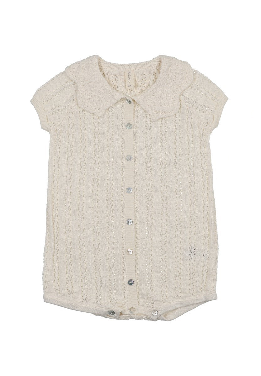 Lilette Cream Crochet Knit Collar Romper – Young Timers Boutique