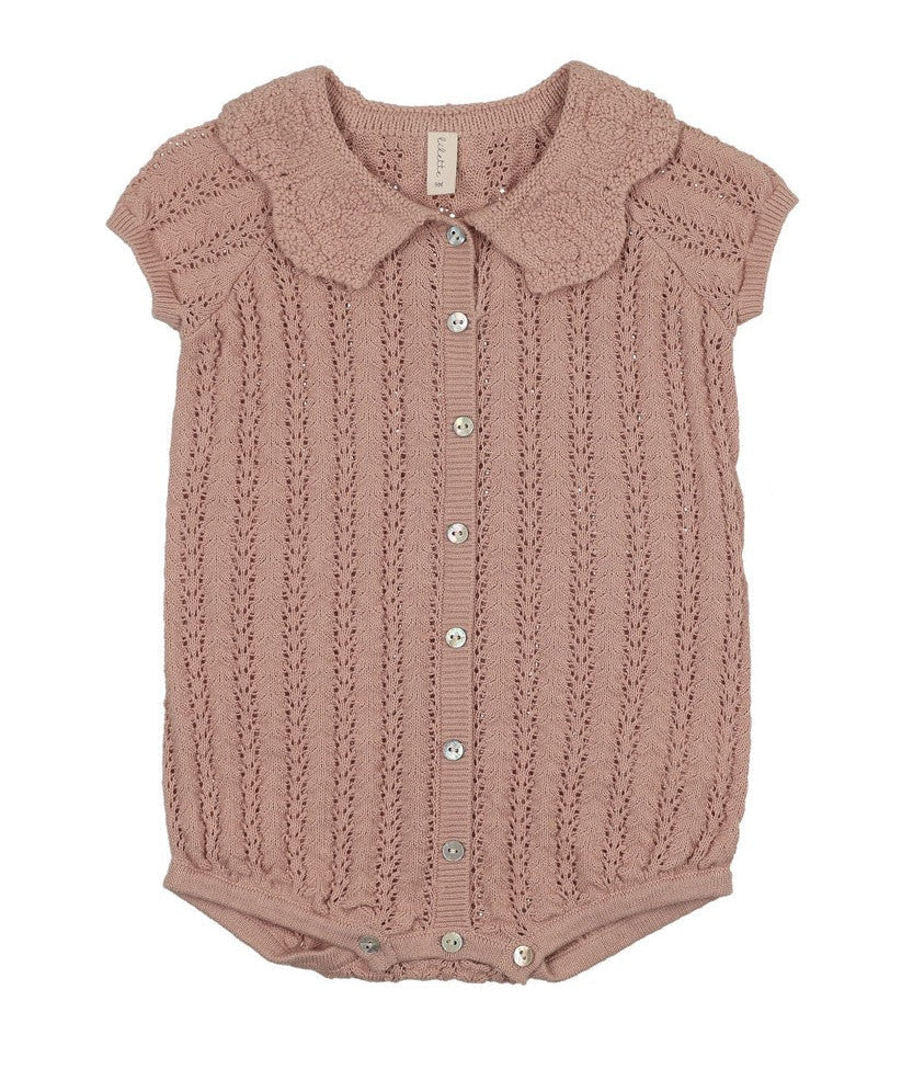 Lilette Dusty Pink Crochet Knit Romper – Young Timers Boutique