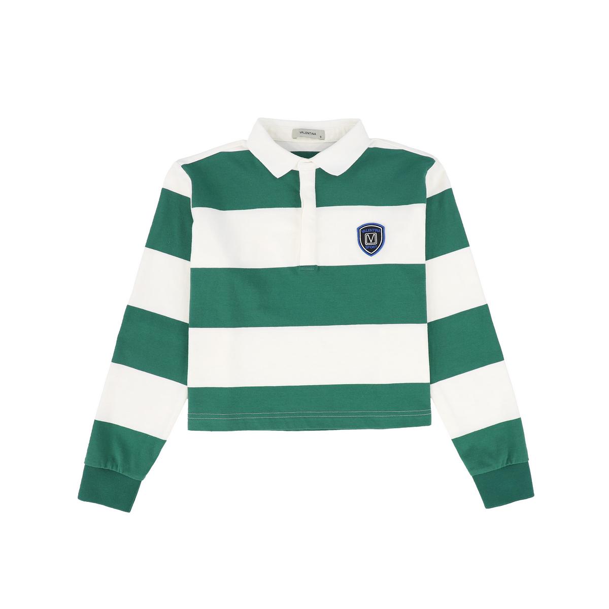 Valentina Green Striped Crest Polo - Girls & Teen Camp Shirt – Young ...