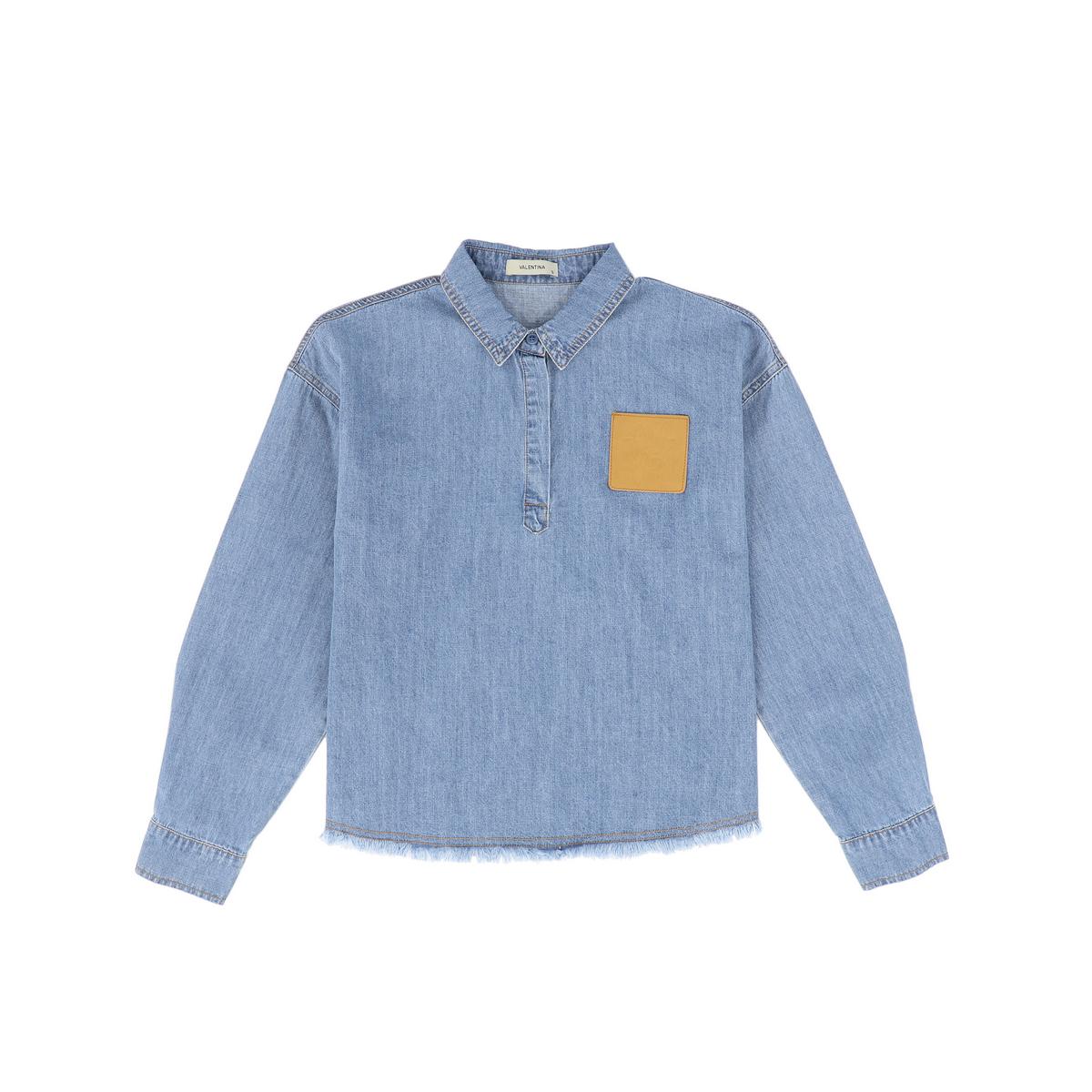 Valentina Light Blue Denim Leather Pocket Shirt - Girls & Teen Camp ...