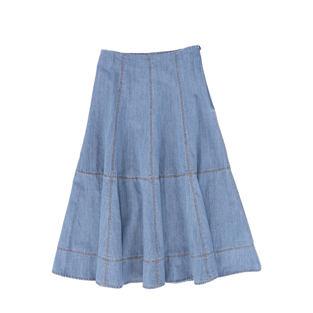Valentina Light Blue Denim Seam Paneled Maxi Skirt - Girls & Teen Camp ...