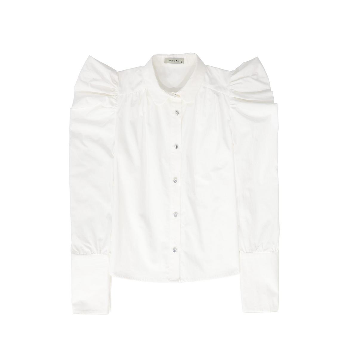 Valentina White Diamond Button Puff Shoulder Shirt - Girls Dressy Top ...