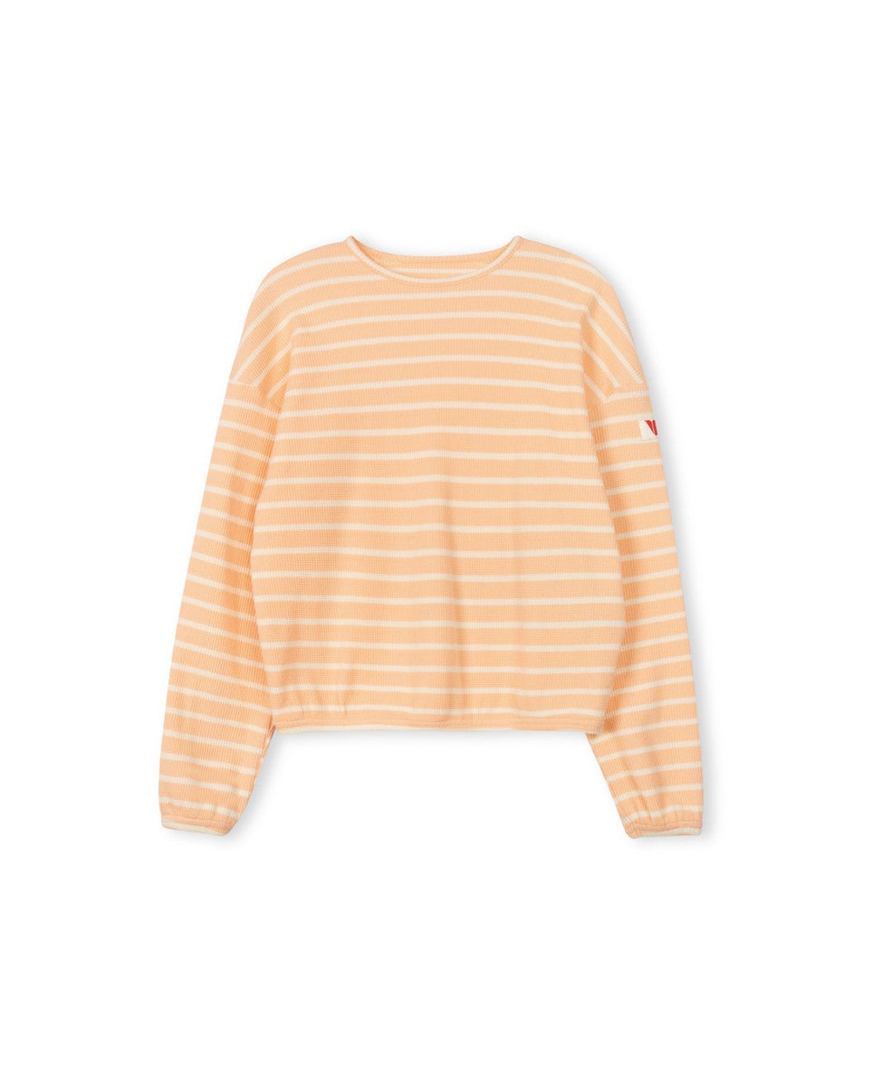 Vibe Peach Striped Waffle Tee – Young Timers Boutique